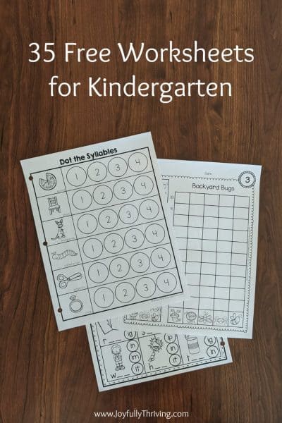 35 No Prep, Free Kindergarten Worksheets & Activities